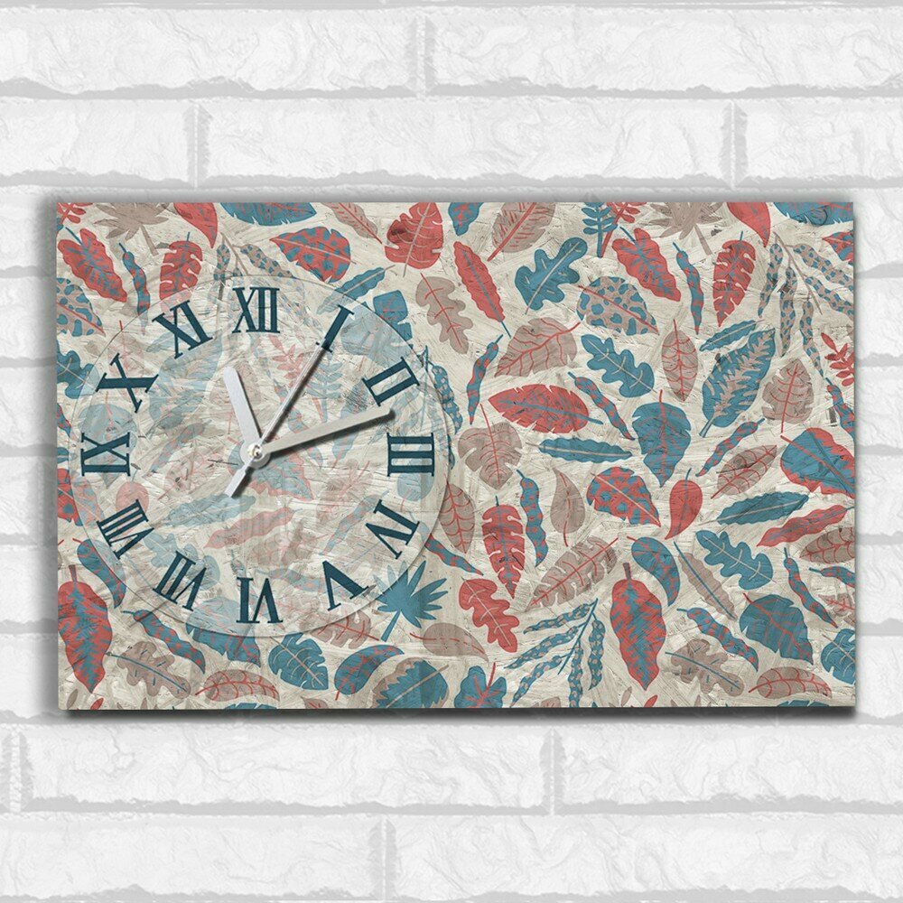 Настенные бесшумные часы ОСБ со смещенным циферблатом Растение цветы (Минимализм, Искусство, трава, Пейзаж) - 2653