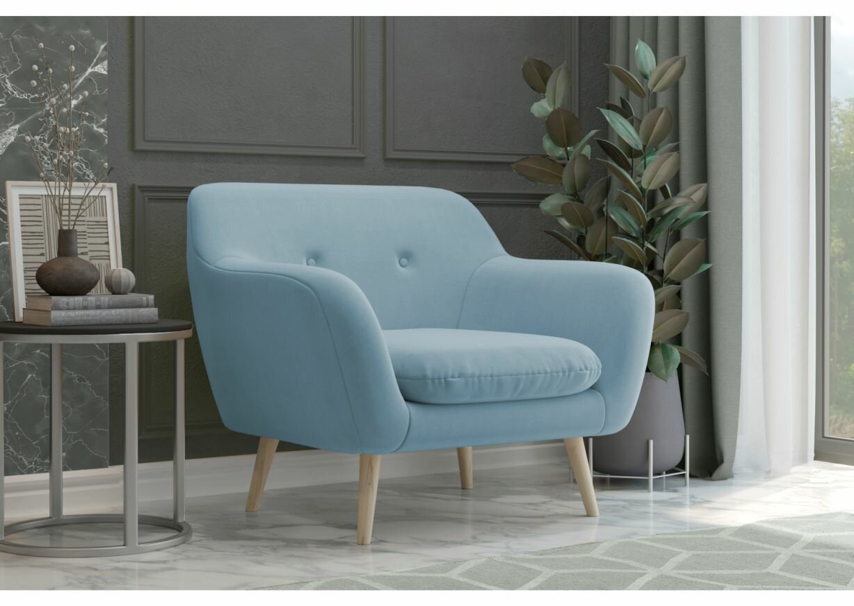 Кресло мягкое нераскладное Дайсон в цвете голубой (BLUE)