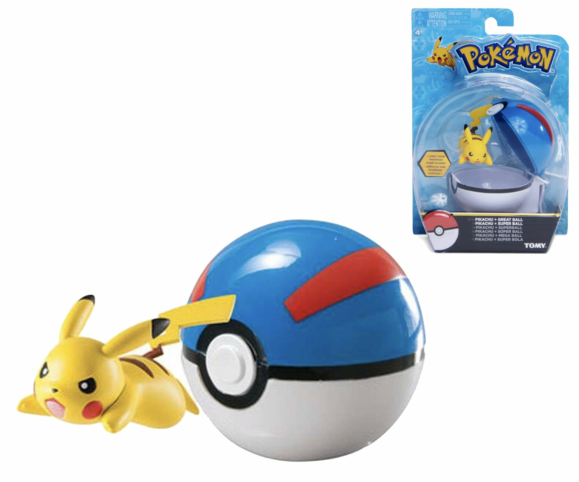 Набор фигурка Покемон пикачу и Мега-Болл Pokemon PIKACHU & Great Ball Tomy
