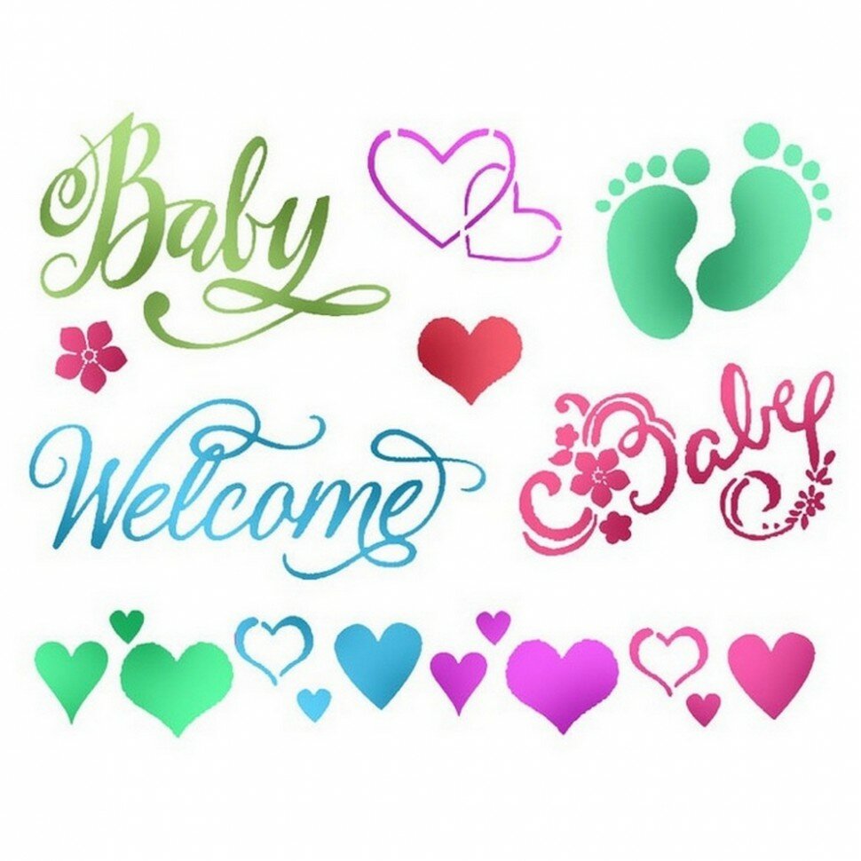 Stamperia KSD295 Трафарет Baby Welcome, 20 x 15 см