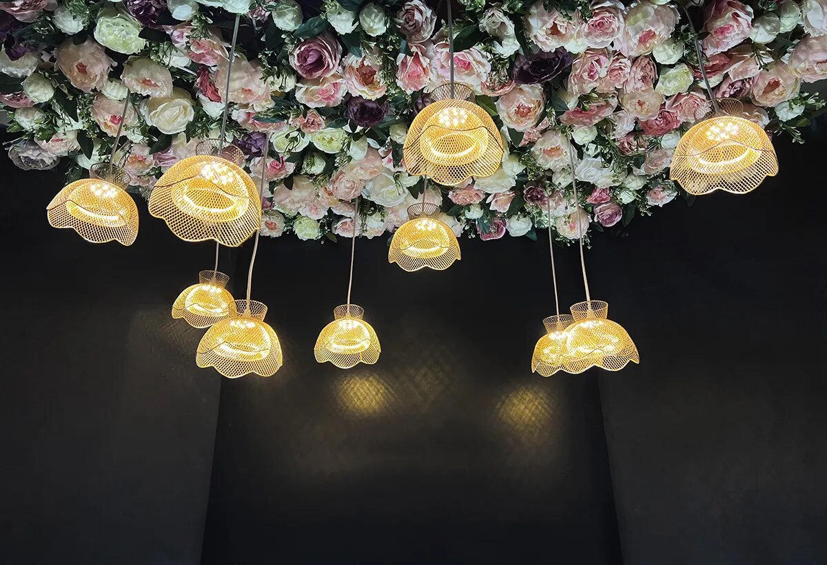 Гирлянда "Золотой цветок" (гирлянда для декора помещения, 10 элементов)