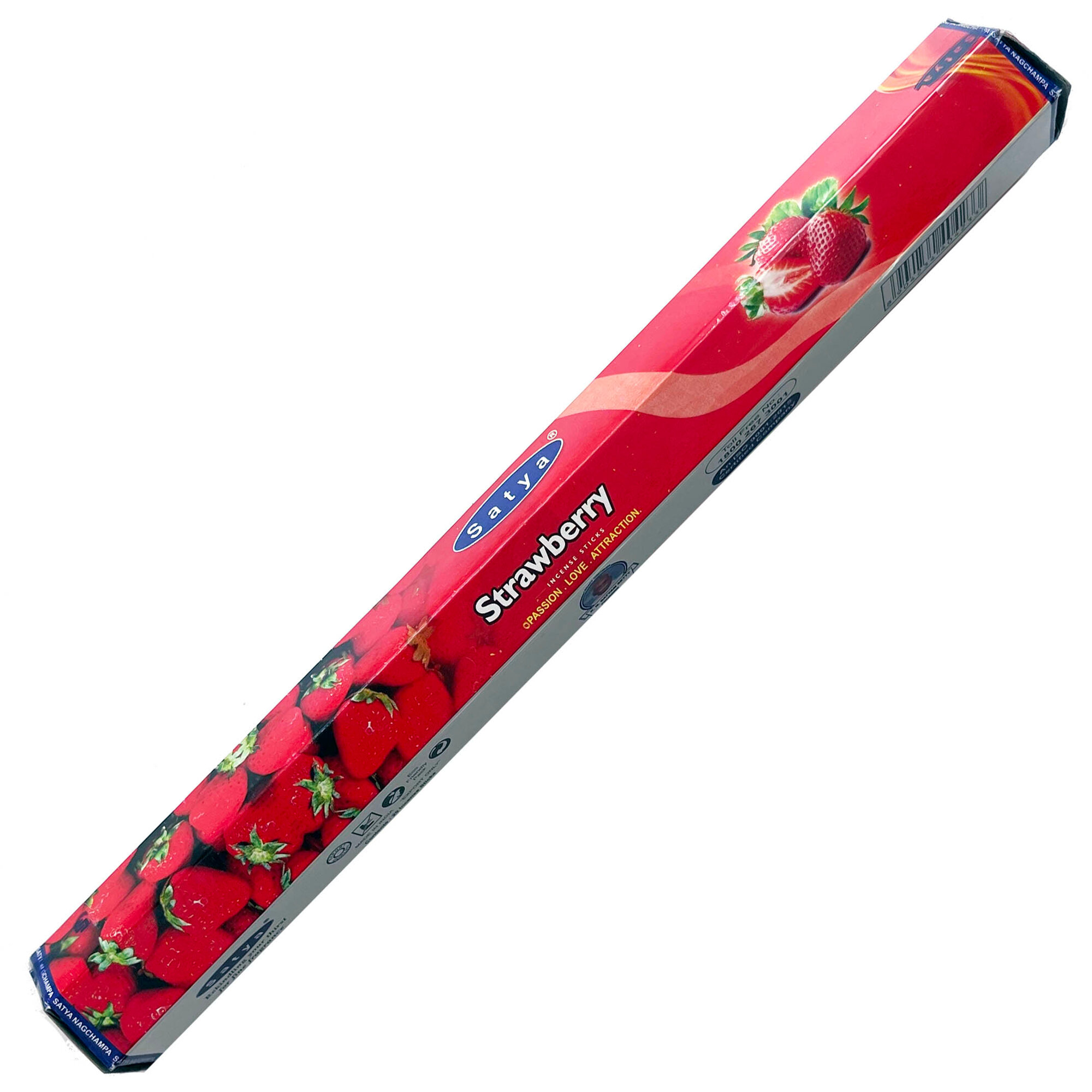 STRAWBERRY, Satya (Благовония клубника, Страсть. Любовь. Привлечение, Сатья), шестигранник, 20 палочек.