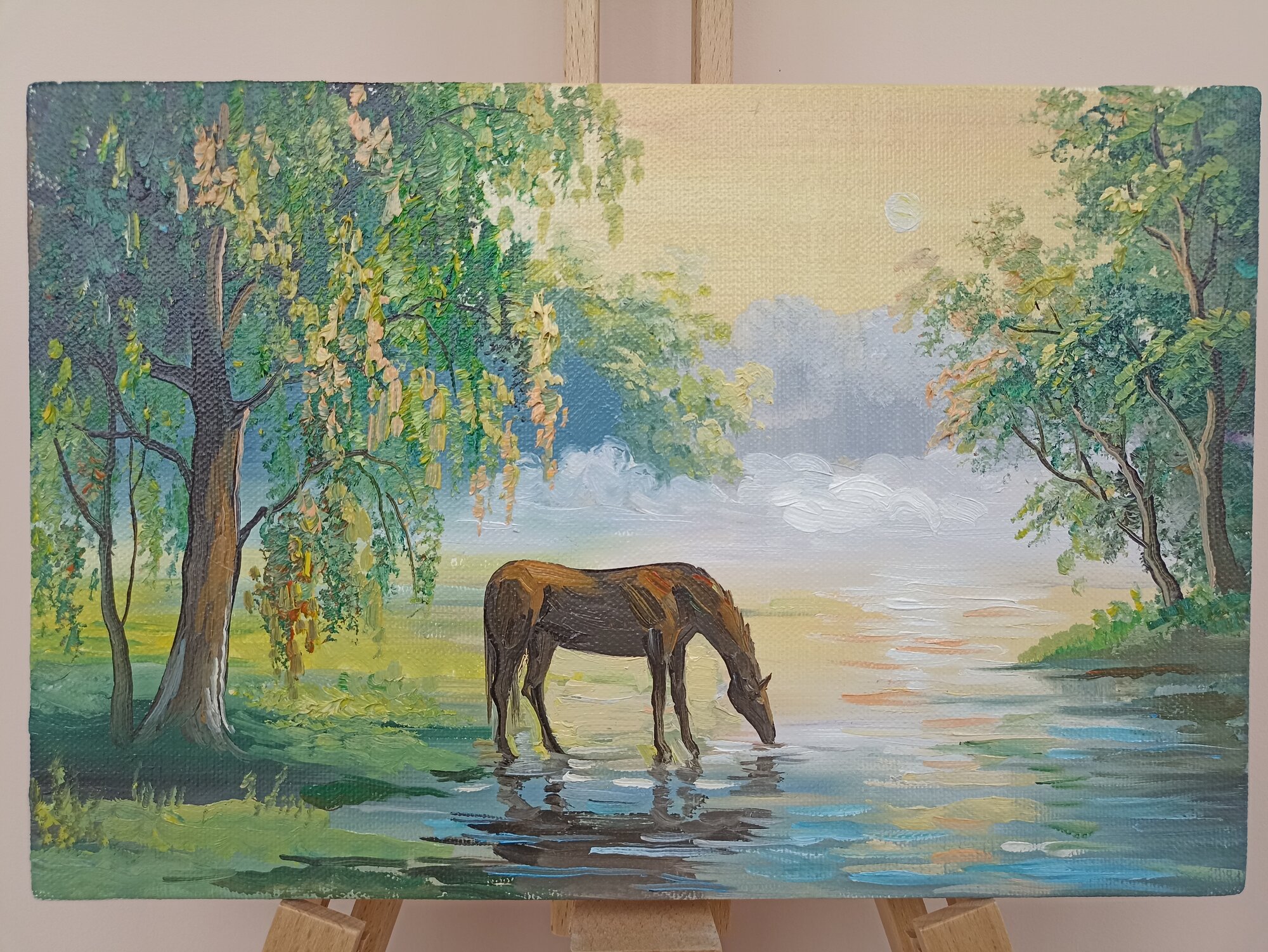 Картина масло/холст. 100% ручная работа, 100% живопись от Художественной мастерской Грёзы. Картина из серии "Летние пейзажи". Размер картины 20х30 см.