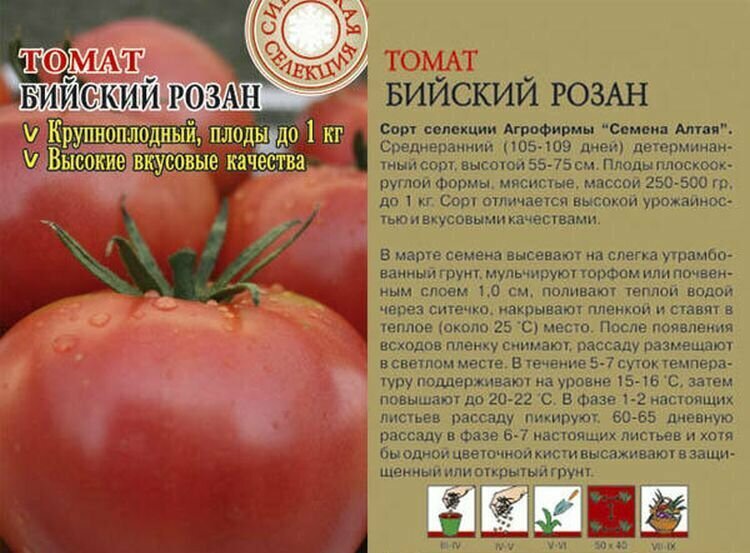 Семена Томат Бийский розан