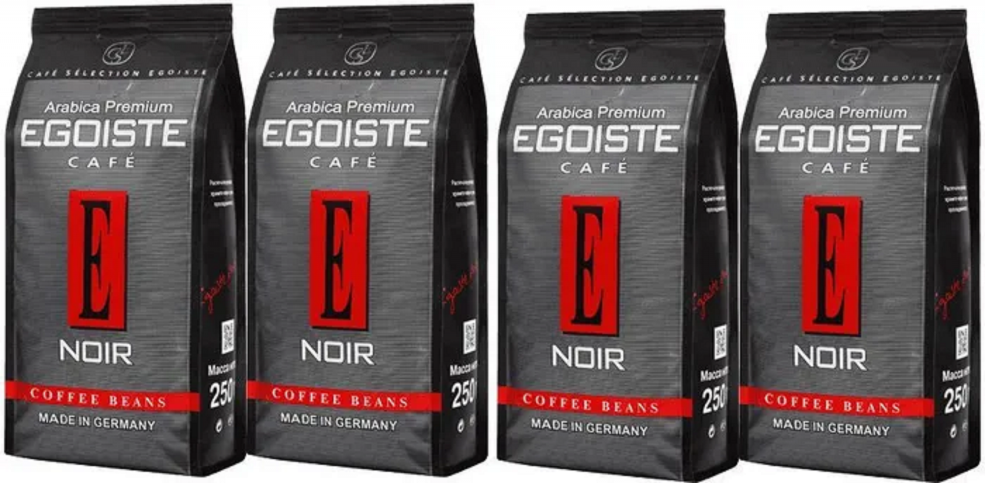 Кофе в зернах "Egoiste" Noir, средняя обжарка, арабика, 100%, 250г, 4шт