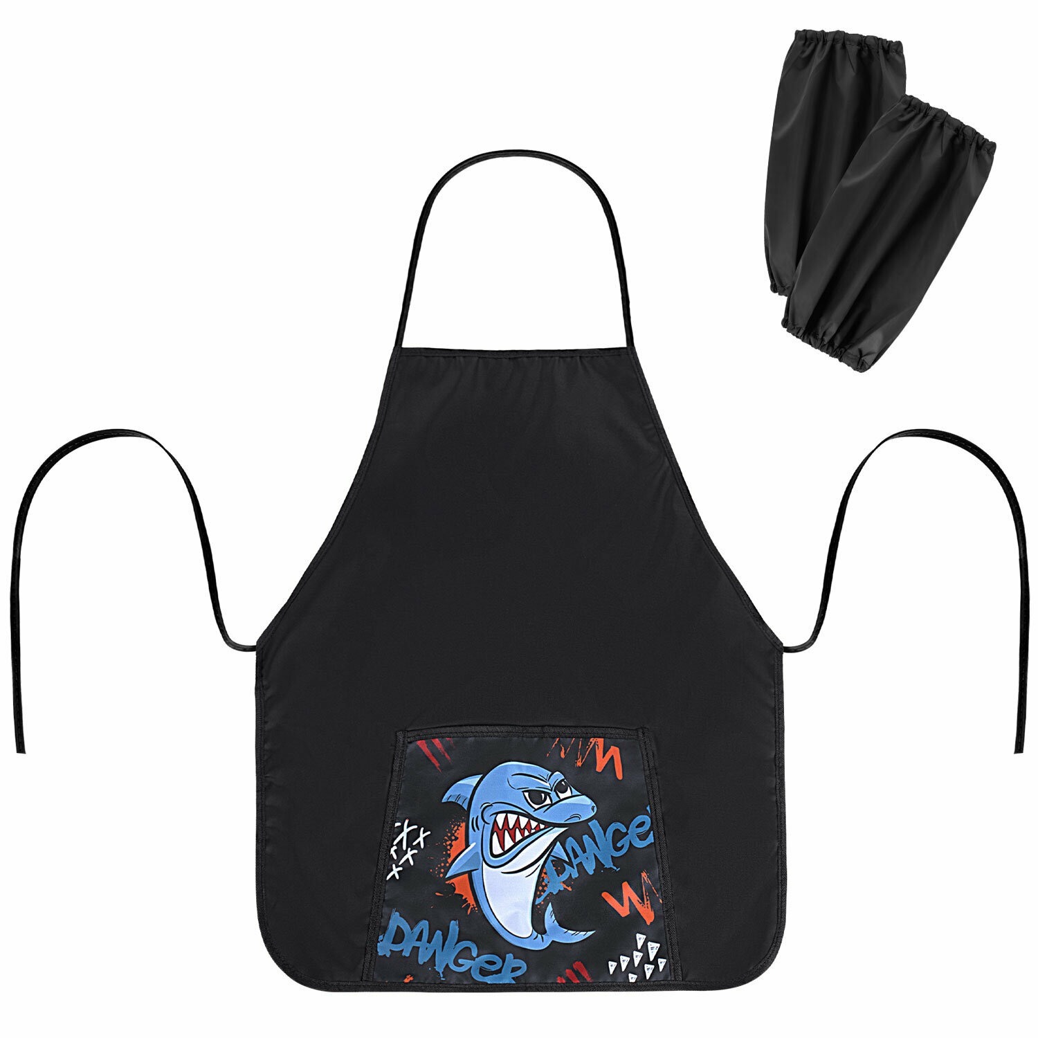 Накидка фартук с нарукавниками для труда пифагор, 1 карман, 46х54 см, "Angry shark", 272460