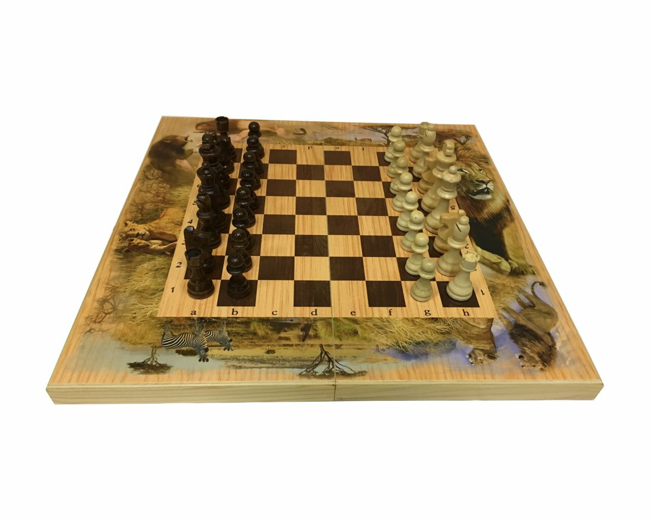 Игровой набор Перфекто "Сафари", шахматы, нарды, шашки, складная доска, 40х40см