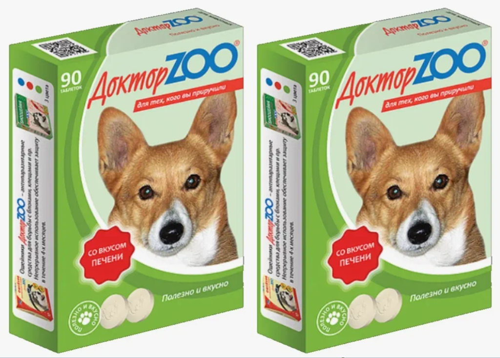 Мультивитаминное лакомство для собак Доктор ZOO cо вкусом печени, 90 шт, 2 уп