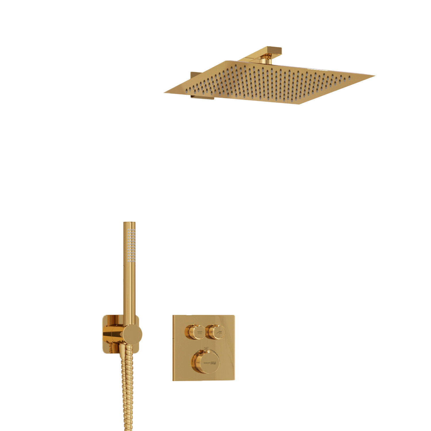 Встраиваемая душевая система для душа WasserKRAFT Sauer (A7148.183.261.280.197.281 Thermo) с термостатом, золотая