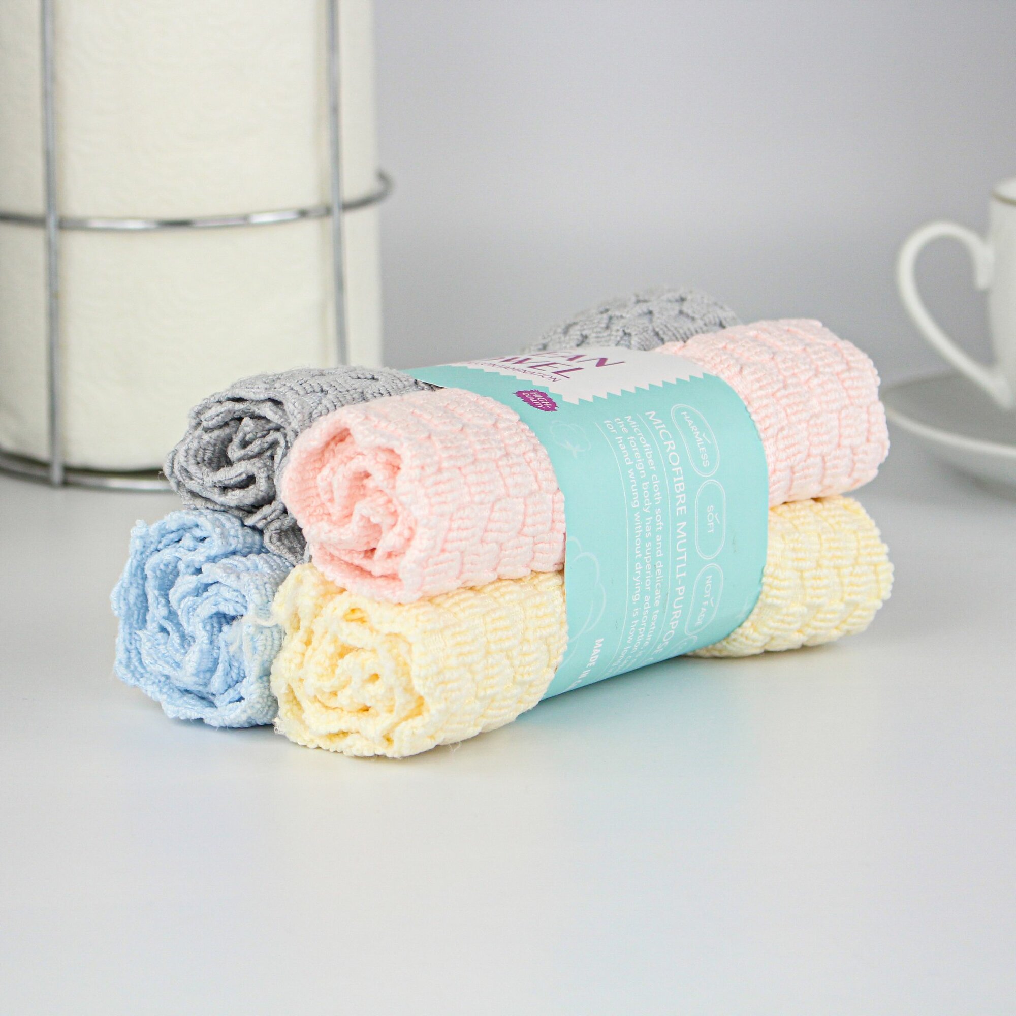 Салфетки для уборки, тряпки из микрофибры, 30*30 см, 4 шт, цвет микс