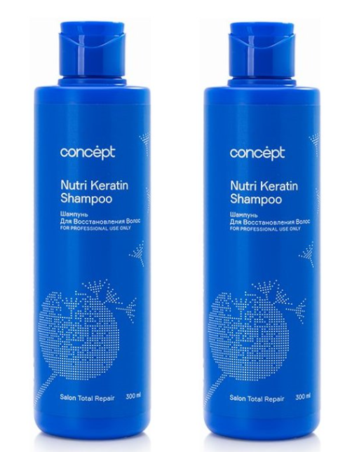 Шампунь для восстановления волос Concept Salon Total Nutri Keratin, 300 мл, 2 шт