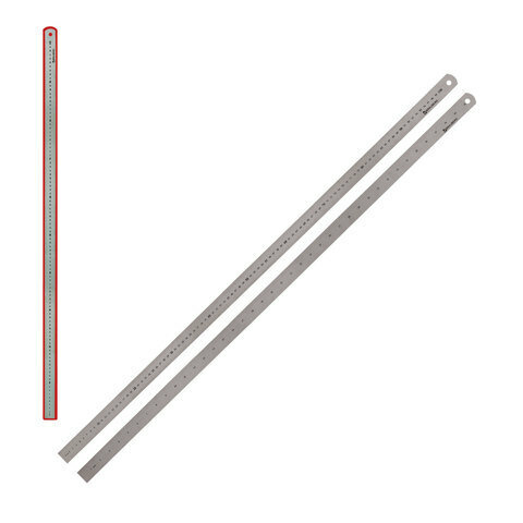 Линейка металлическая 100 см, BRAUBERG, европодвес, 210311