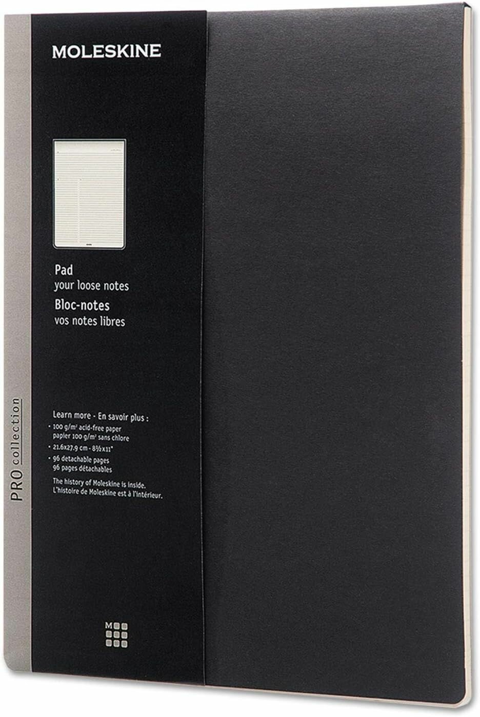 Блок листов в линейку Moleskine PRO PAD А4, 96 стр, картонная обложка, черный