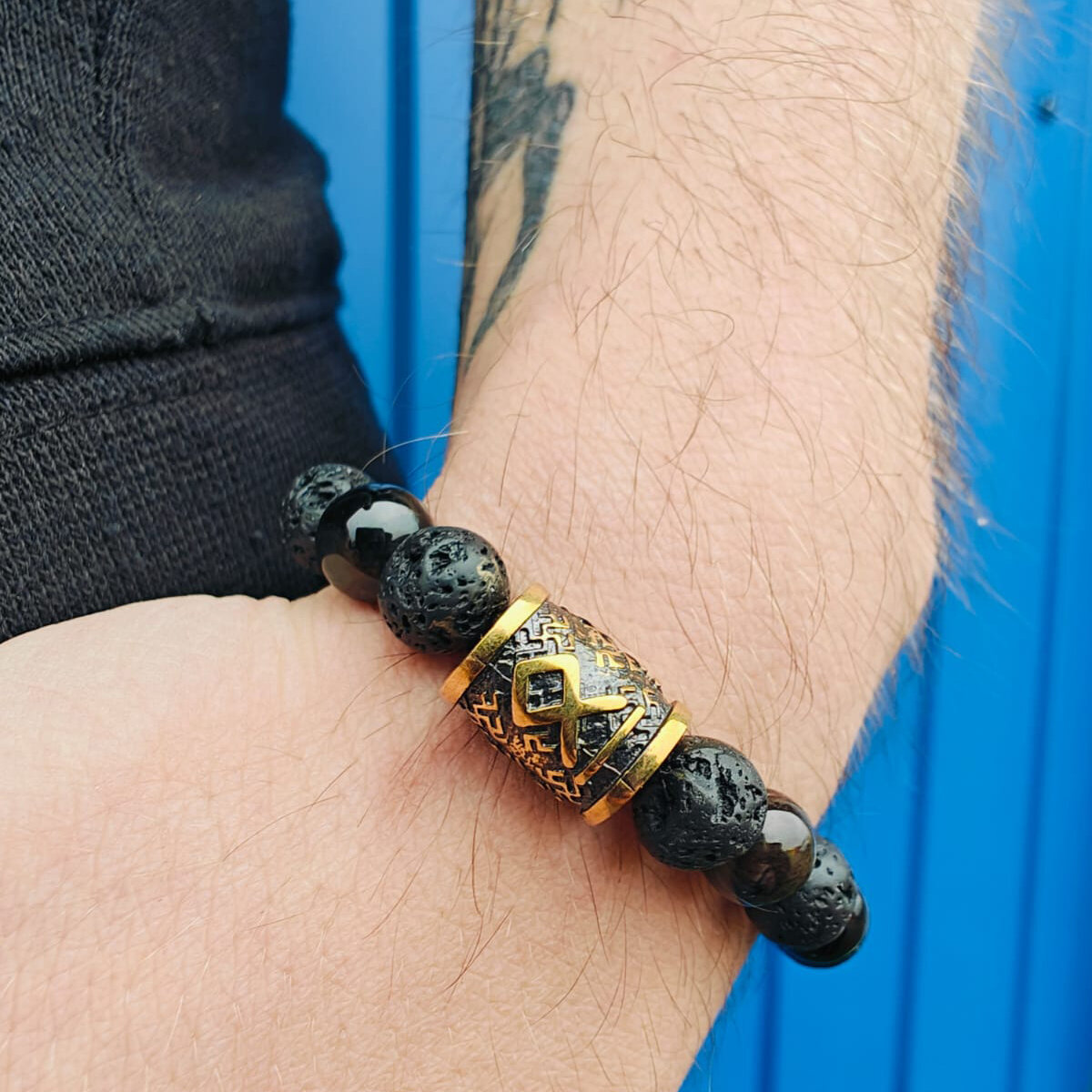 Браслет, агат, вулканическая лава