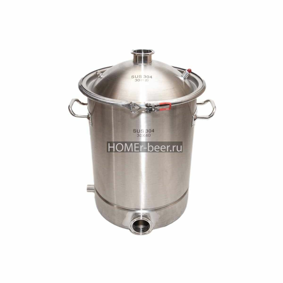 Перегонный куб SUS 304 28 литров (30x40) с купольной крышкой кламп 2 дюйма