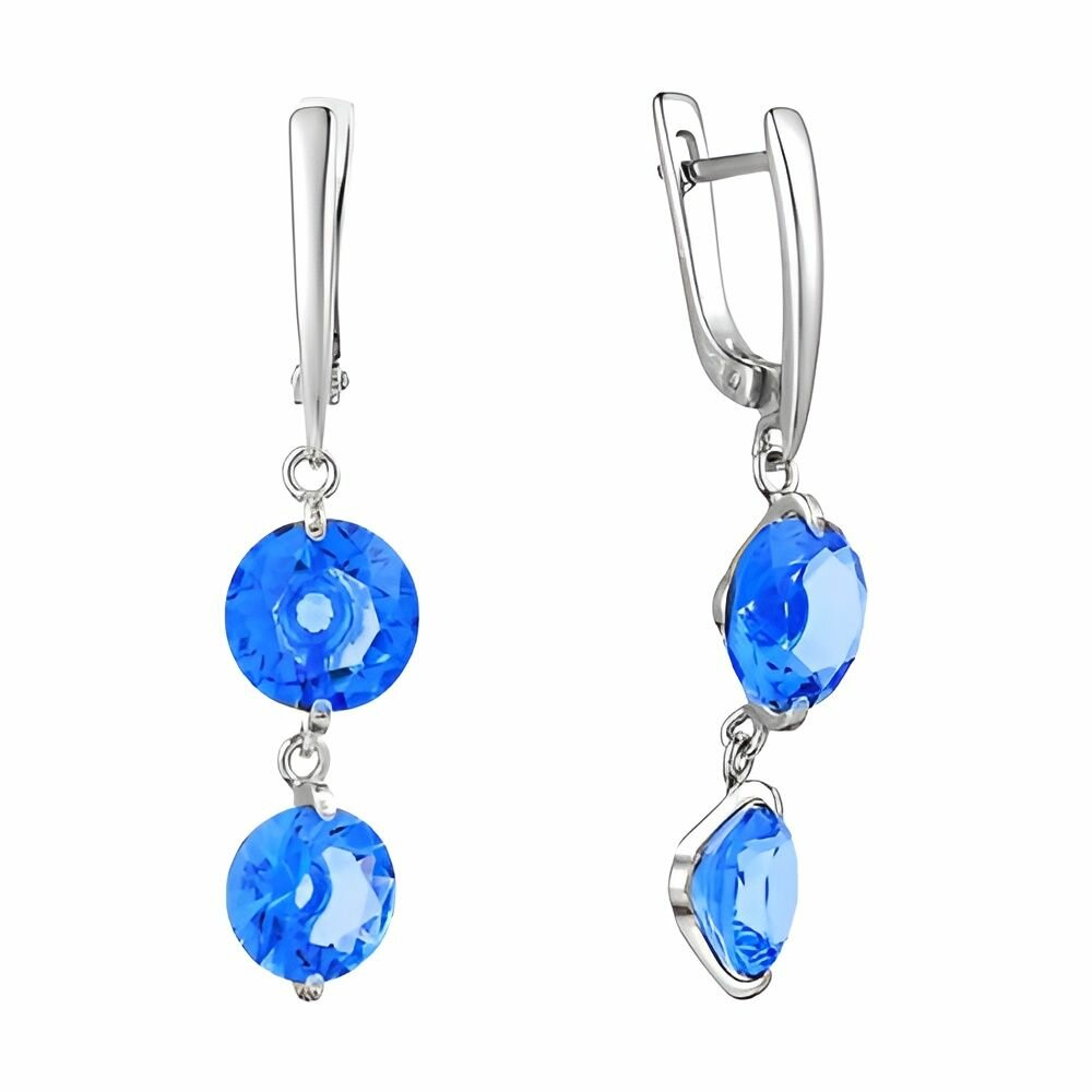 Серьги, серебро, 925 проба, родирование, фианит