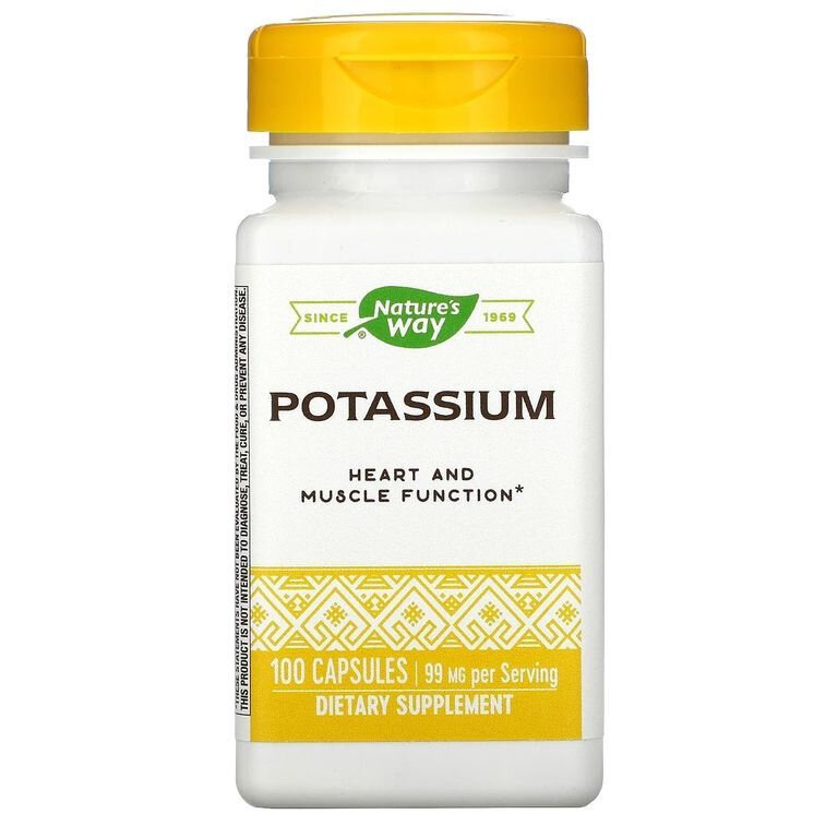 Калий Nature's Way, Potassium, 100 капсул, 99 мг
