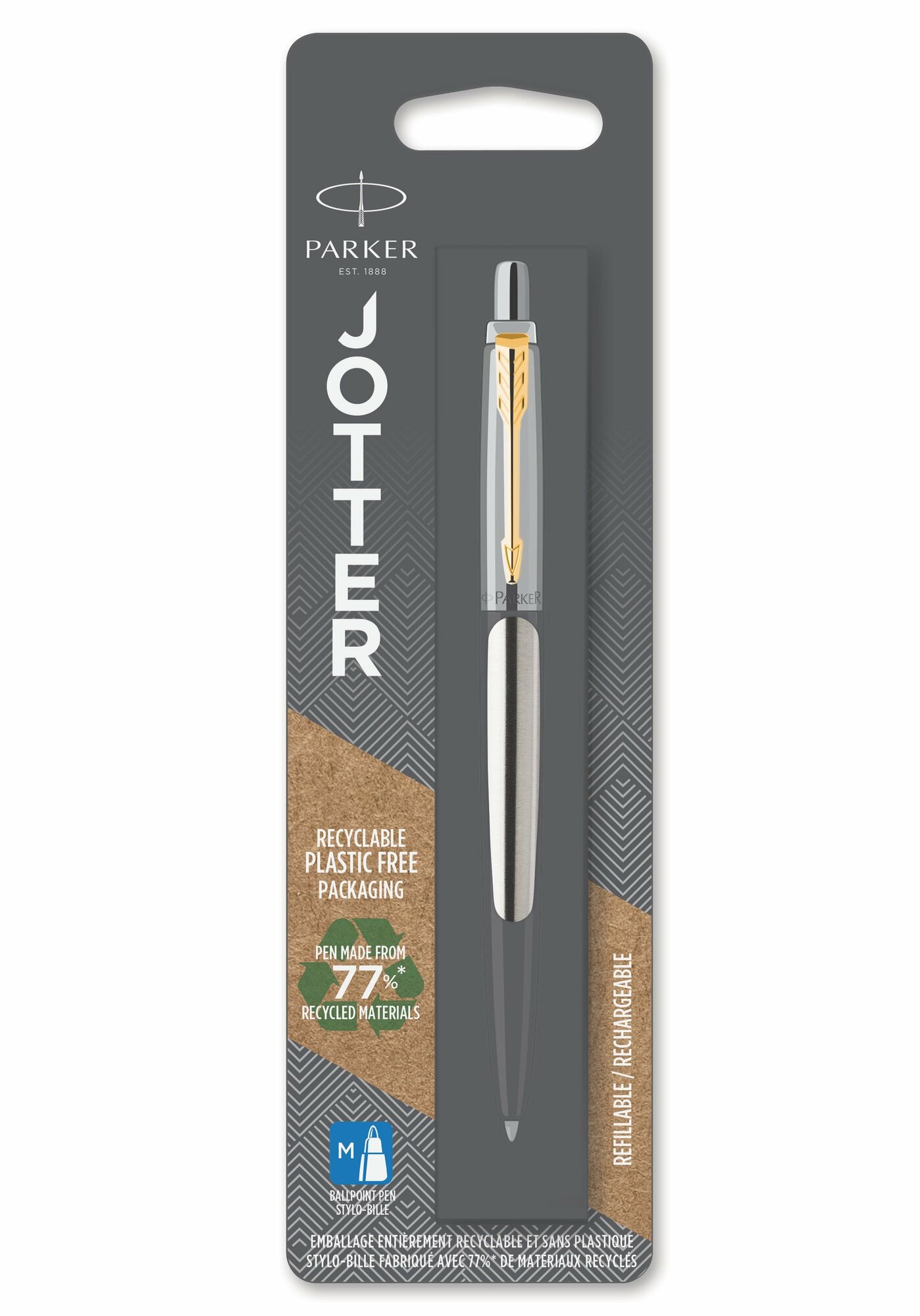 Ручка шариков. Parker Jotter Core K691 (1953206) Stainless Steel GT M блистер