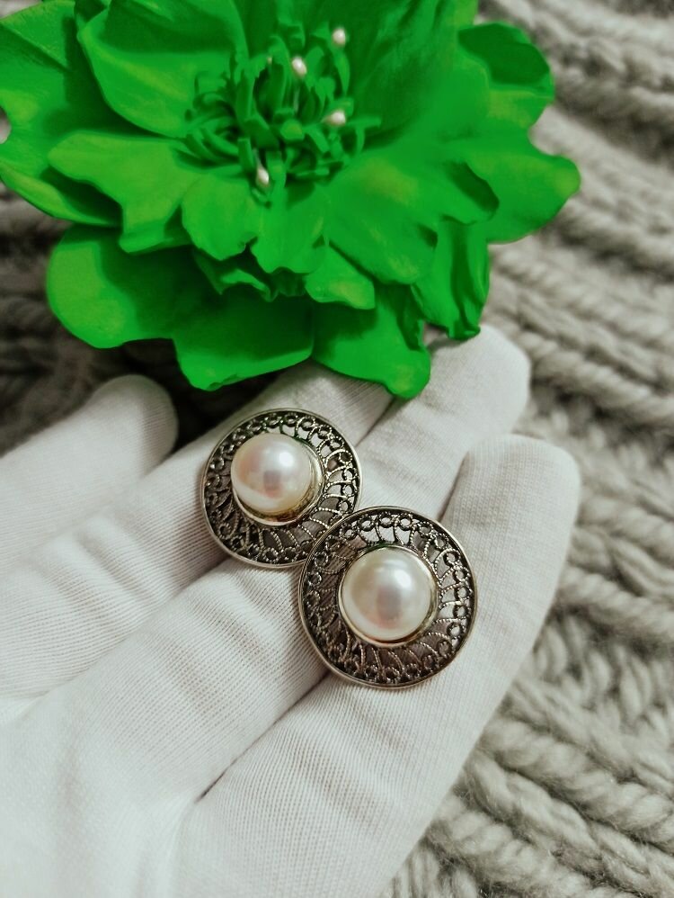 Серьги, жемчуг имитация, искусственный камень