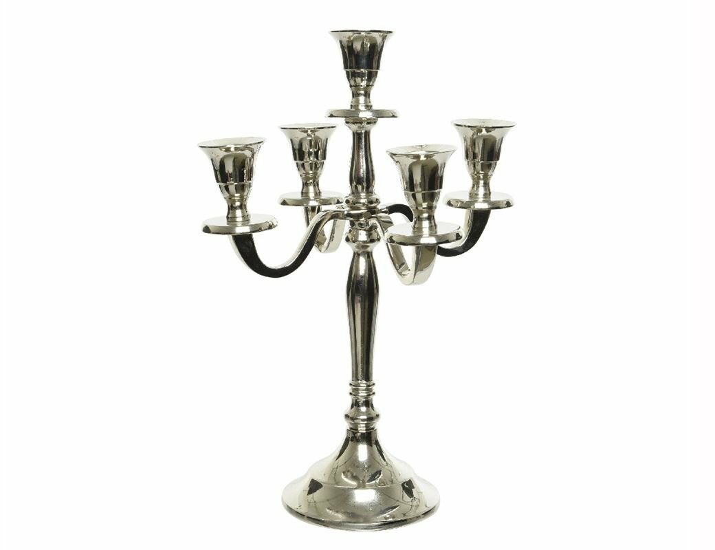 Канделябр констанзо на 5 свечей, серебряный, 29 см, Kaemingk