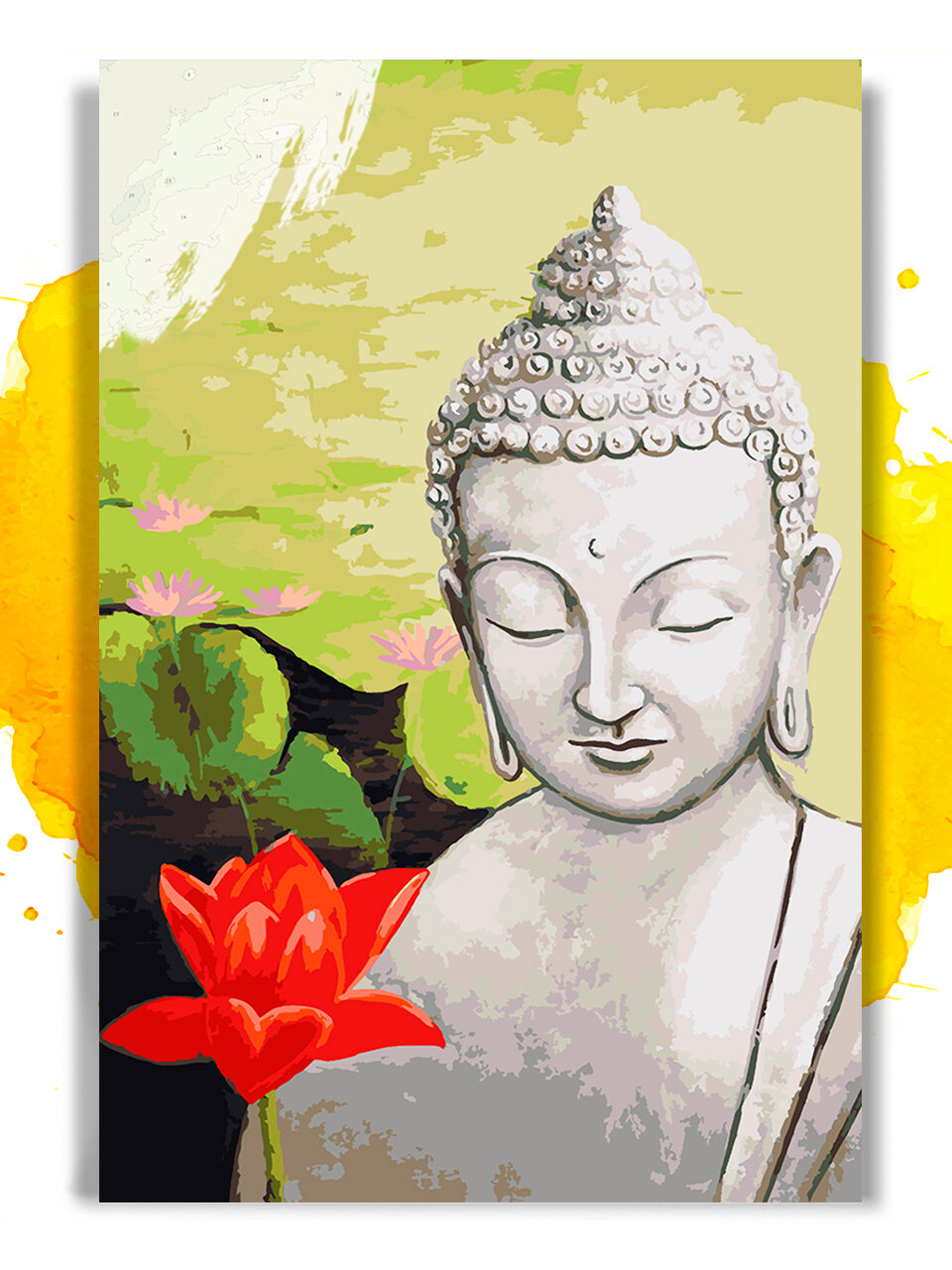 Картина по номерам на холсте Будда и красный Лотос, 40 х 60 см