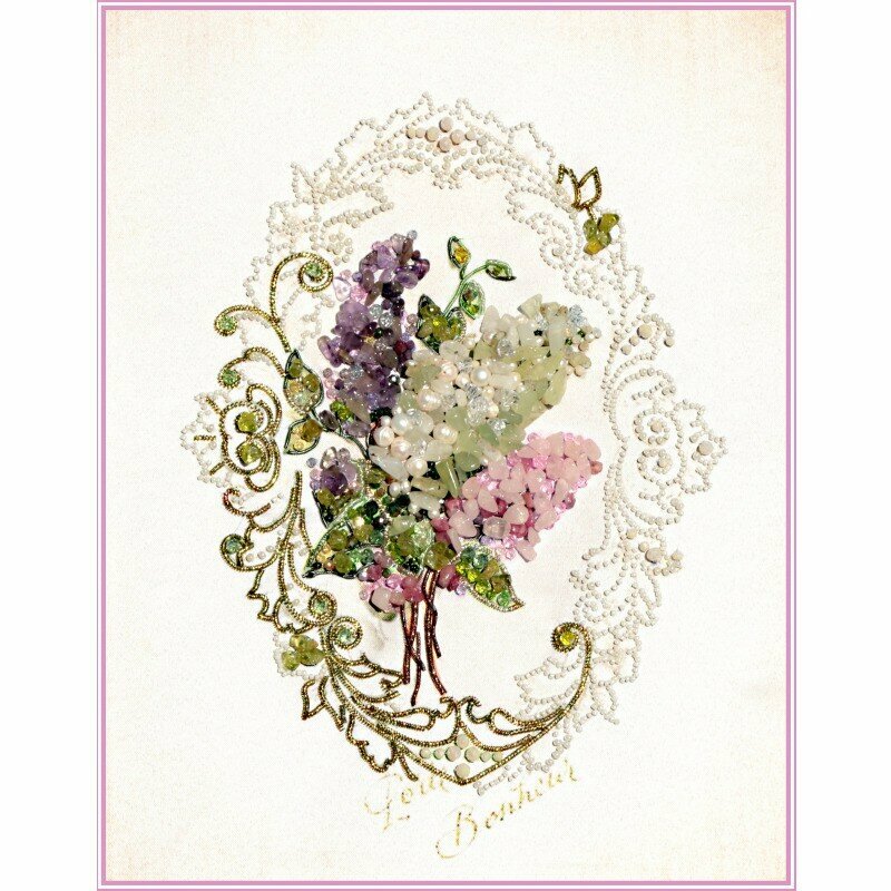 Набор для вышивания Образа в каменьях #5558 Цветочное кружево. Сирень, Вышивка бисером, 17 х 25 см