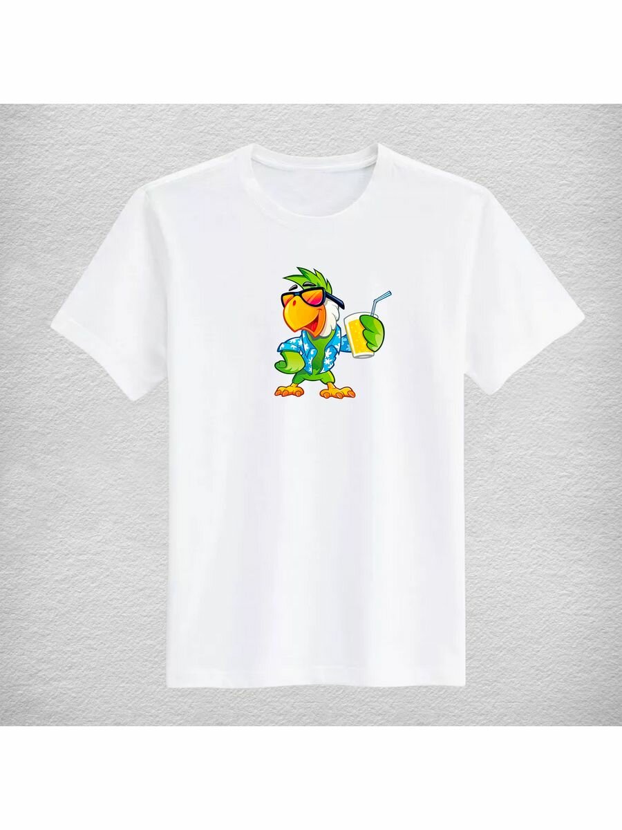 Футболка попугай в отпуске