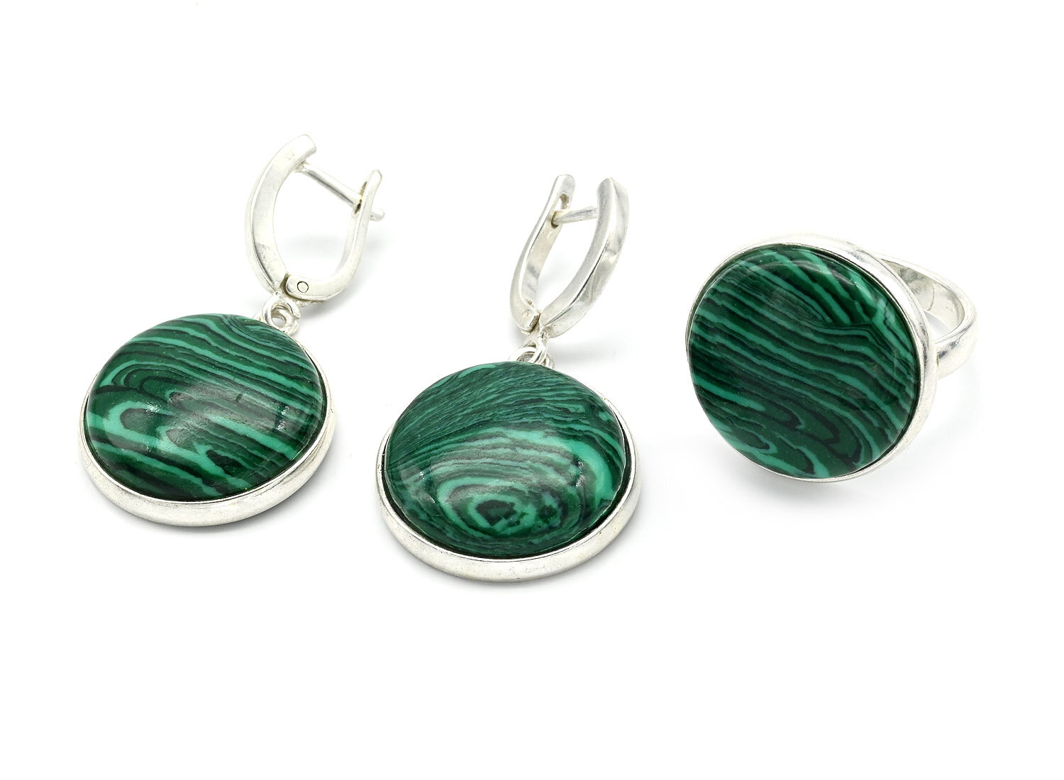 Комплект бижутерии: кольцо, малахит синтетический