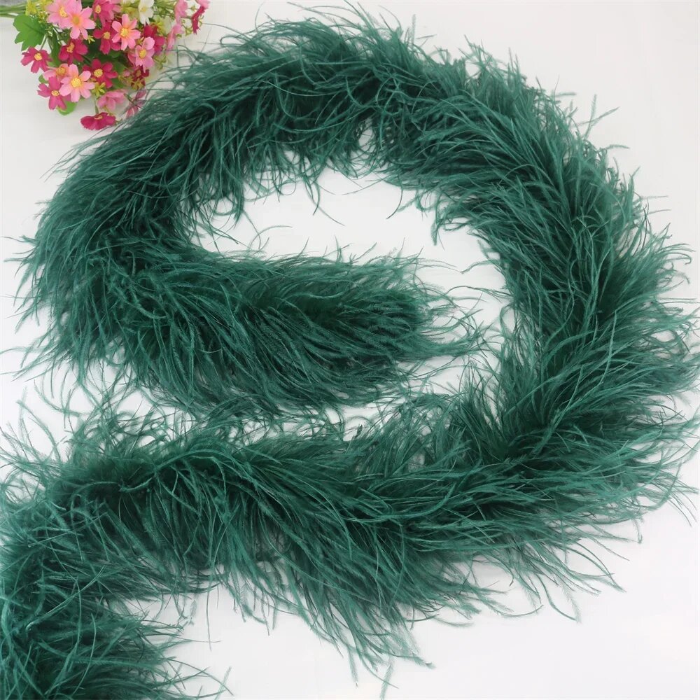 Боа из страусиных перьев 2 метра Изумрудный, Dark green