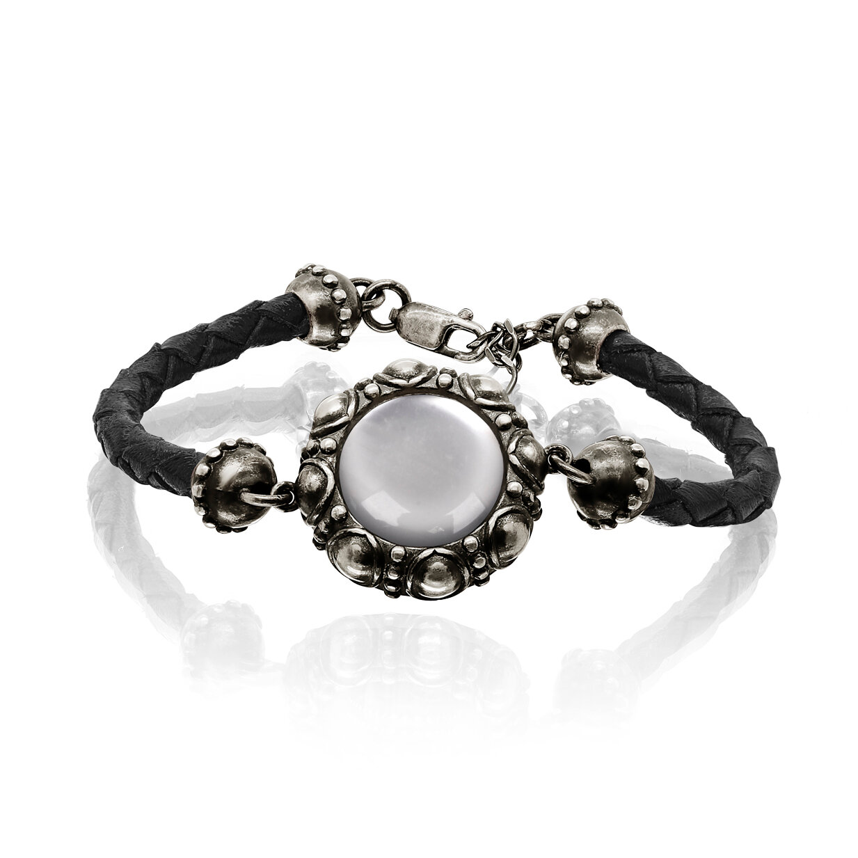 Браслет-цепочка, серебро, 925 проба, родирование, улексит