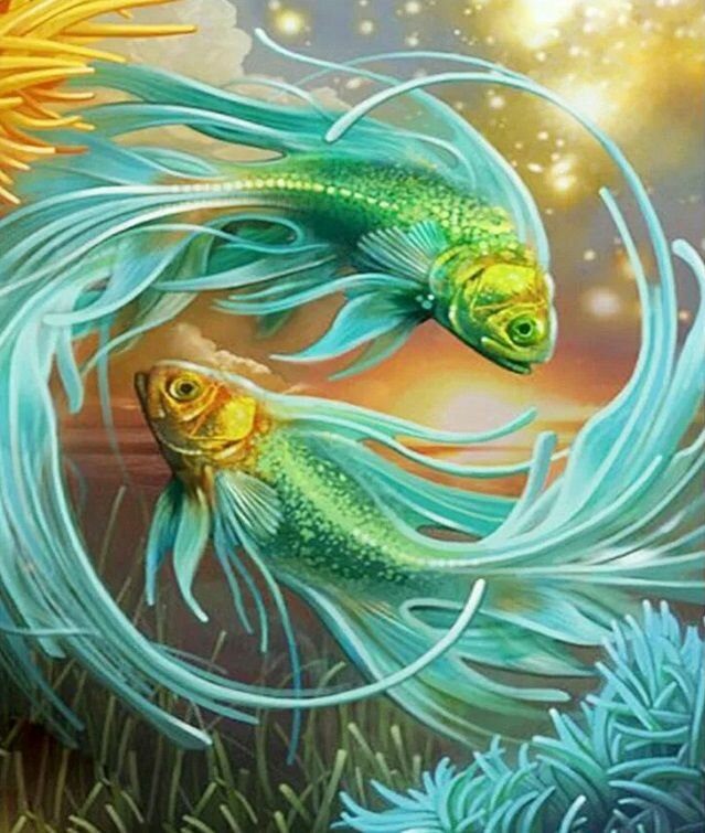 Алмазная мозаика на подрамнике / Картина стразами "Рыбы" 40х50 , сложность 5, цветов 24, Komas