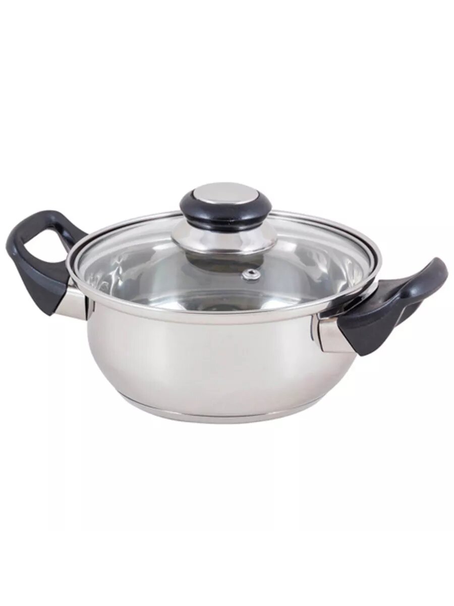 Кастрюля 1,4 л, из нержавеющей стали со стекл крышкой