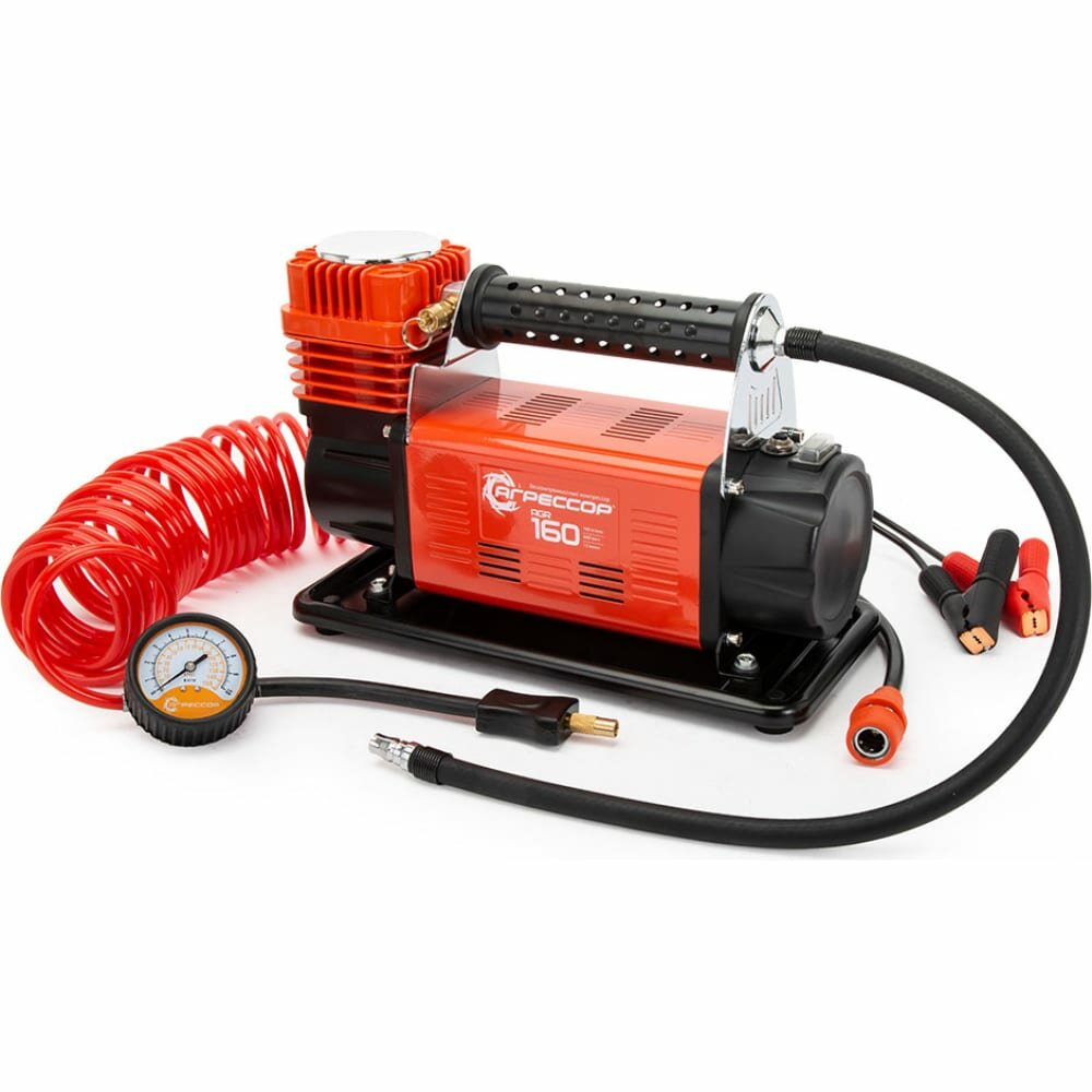 Автомобильный компрессор Агрессор металлический, 12 В, 600 Вт, 160 л/мин, переходники для накачки лодок, сумка AGR-160,