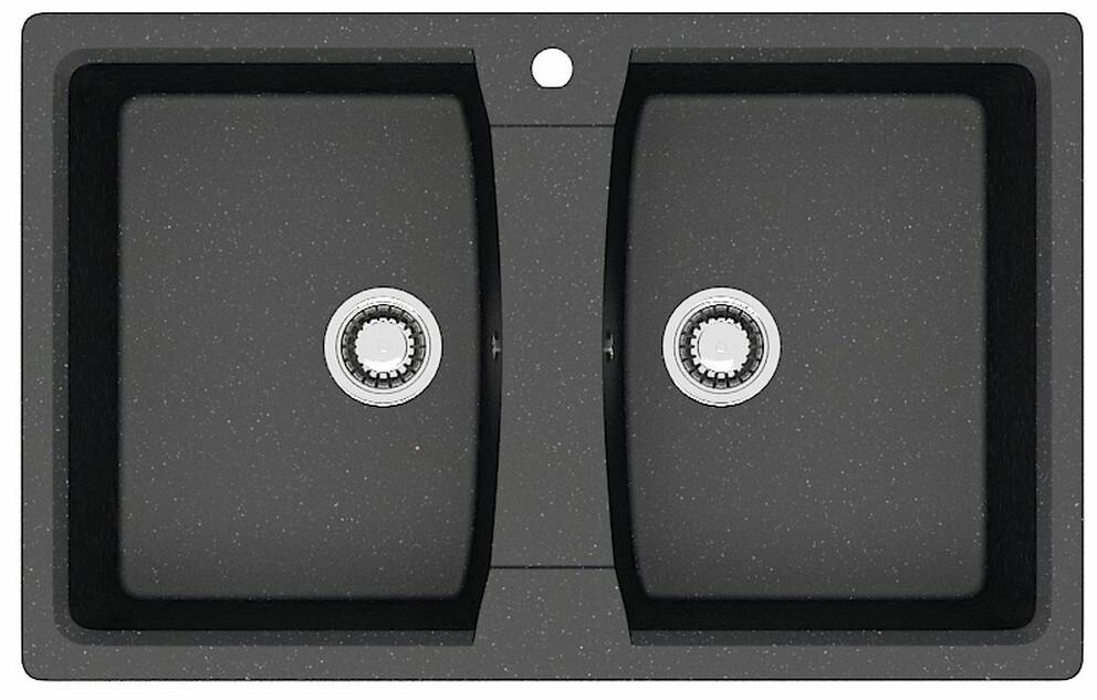 Кухонная мойка Azario Elmas 780х500х190 двойная, искусственный мрамор, цвет черный (CS00078333)