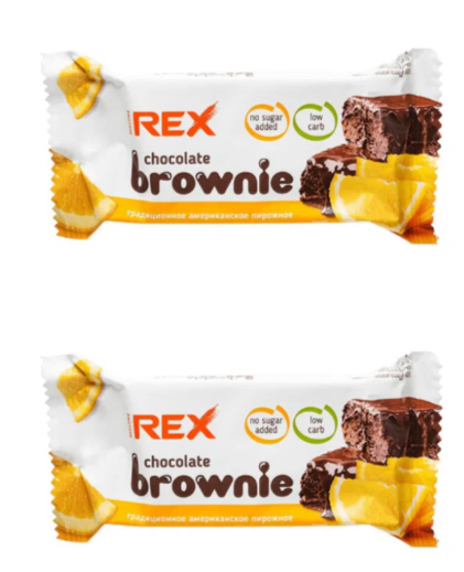 Пирожное Proteinrex Брауни, протеиновое Апельсиновое, 50 гр, 2 шт