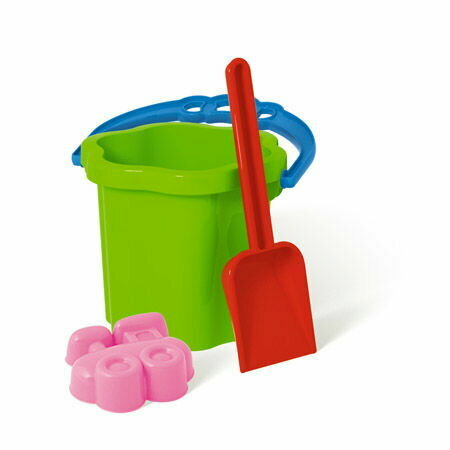 Песочный набор Stellar №107, зеленый, пластик, ведро-цветок, совок, формочки