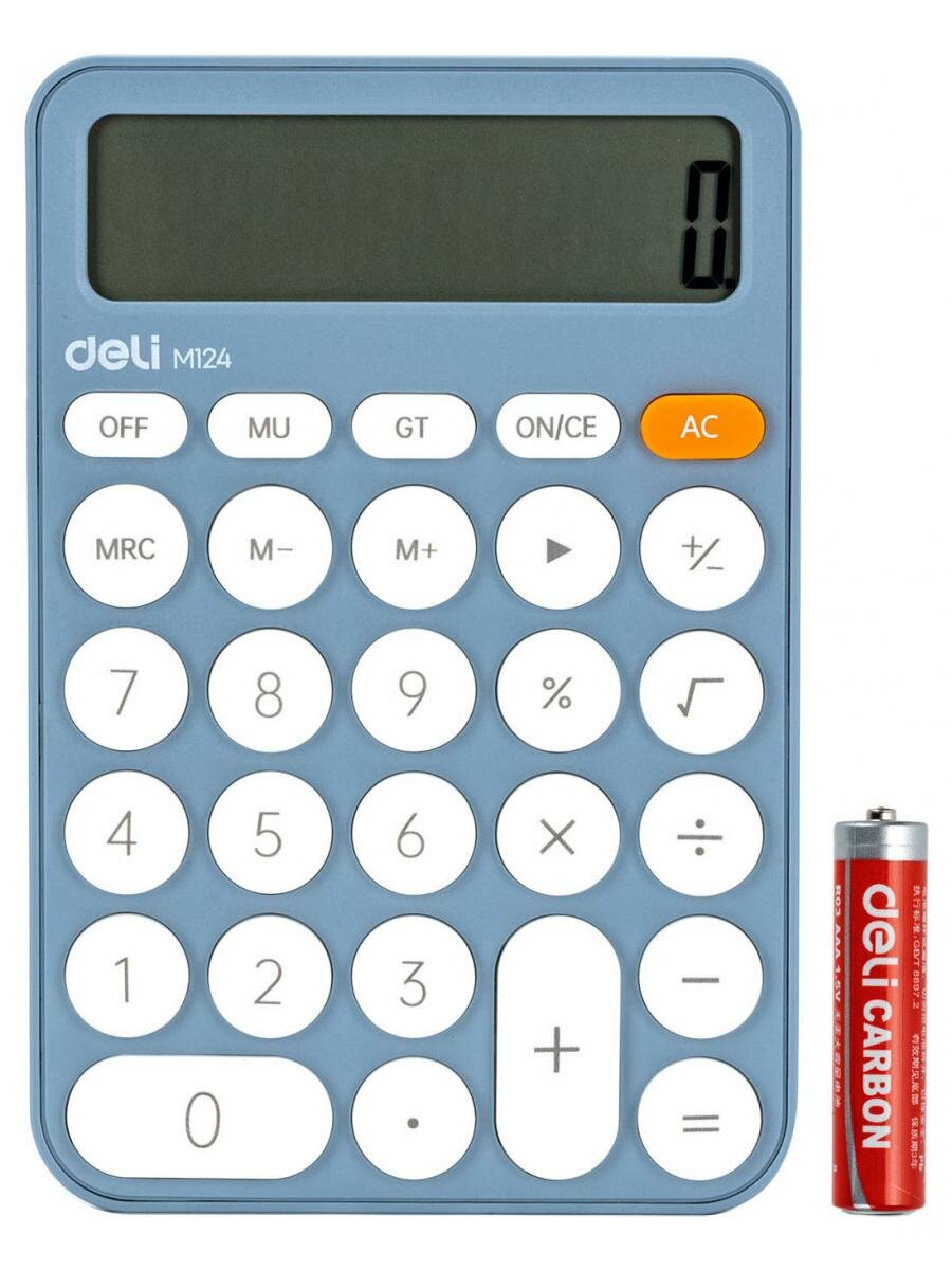 Калькулятор настольный Deli EM124BLUE, синий