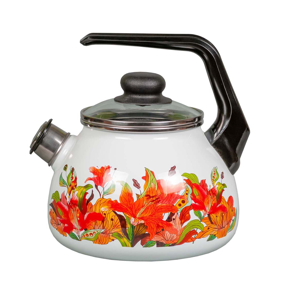 Чайник эмалированный со свистком Vitross Lilianna, 3 л, с рисунком