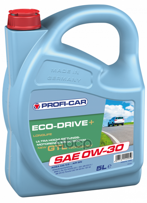 PROFI-CAR PROF 0W30 ECO-DRIVE LONGLIFE PLUS (5L) масло мот! синтACEA C2/C3, VW 504.00/507.00, МВ 229.31/51/52