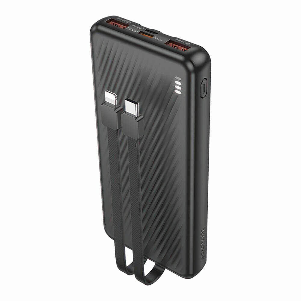 Внешний АКБ BOROFONE BJ57 10000 mAh, 2xUSB, 1xUSB-C, 3А, 22.5W, PD20W, кабель Type-C/Lightning (чер)