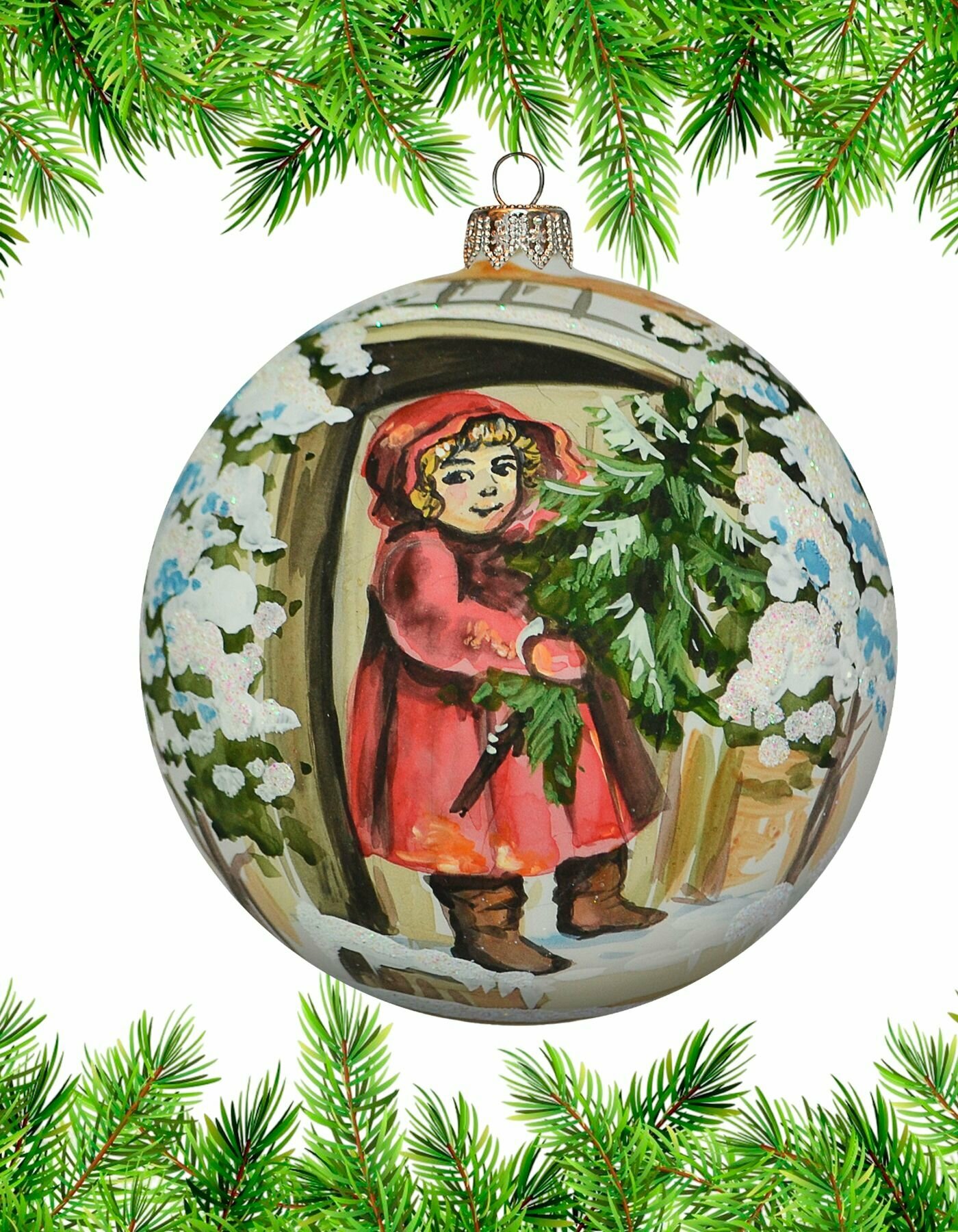 Шар на елку "На крылечке" 100мм