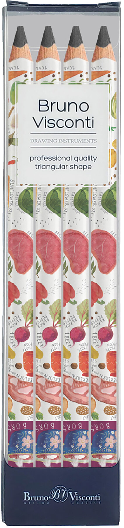 Набор чернографитовых карандашей HappyGraphix Jumbo. Славянская трапеза, 4B, 4 штуки