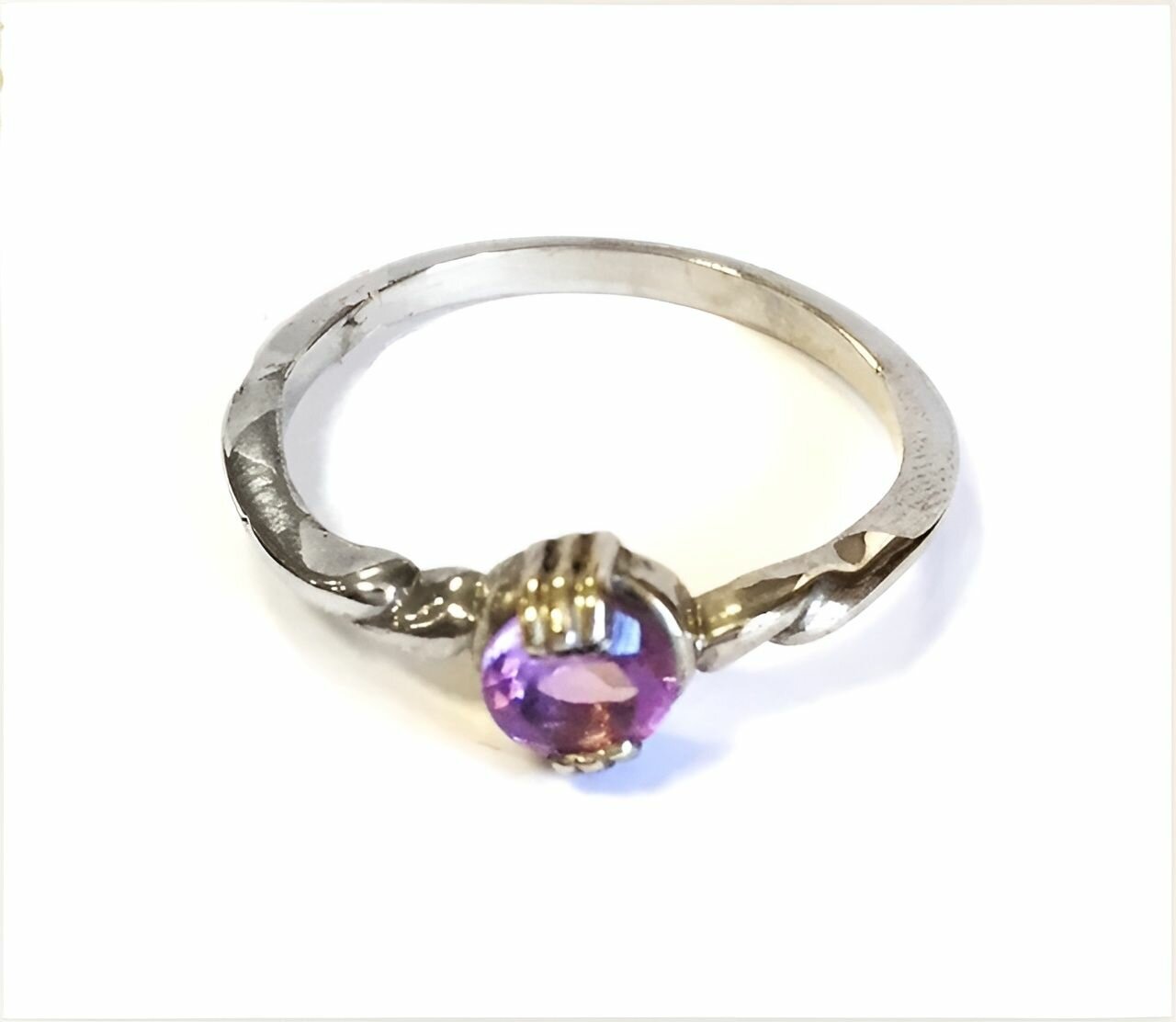 Кольцо тонкое, серебро, 925 проба, родирование, фианит, танзанит