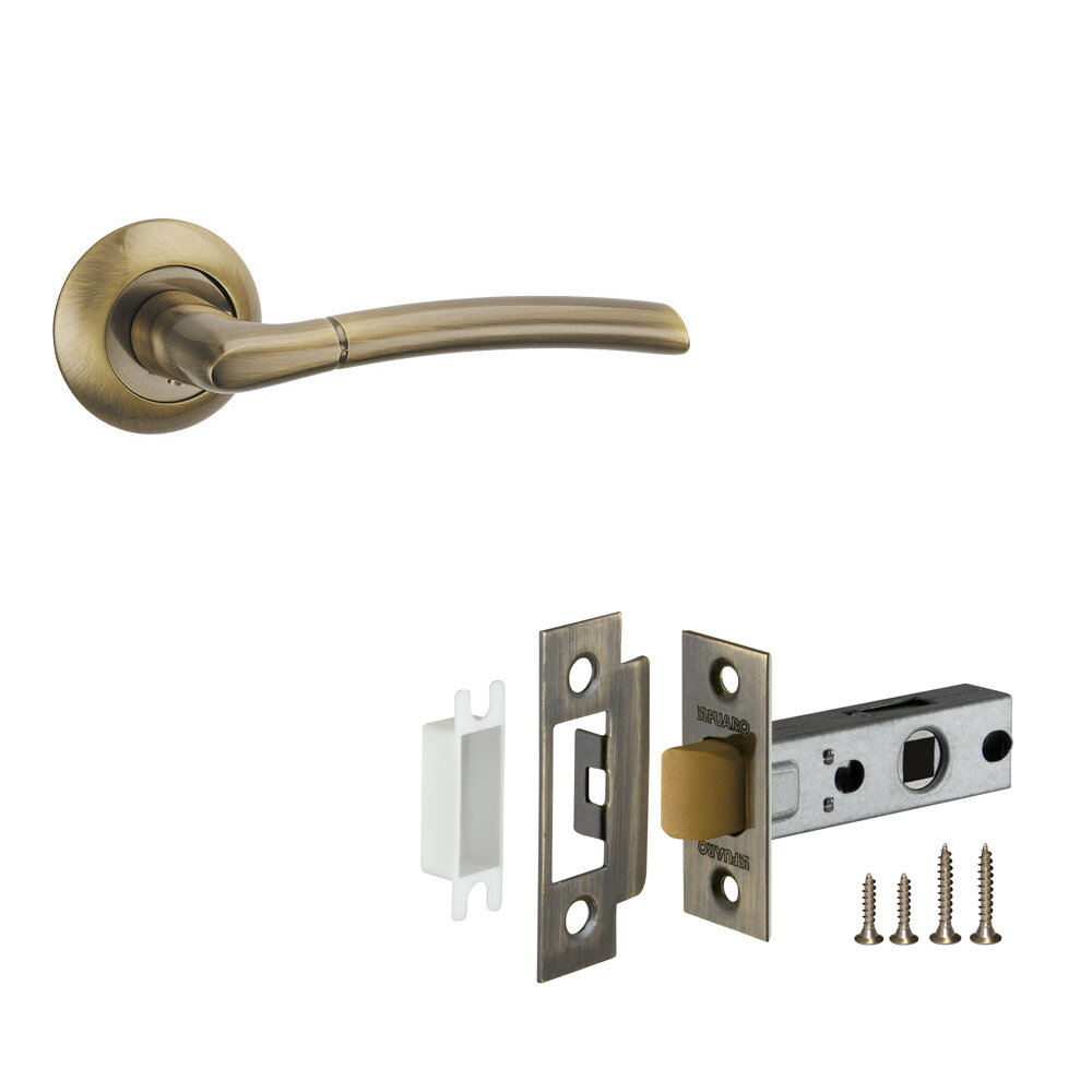 Комплект фурнитуры для межкомнатных дверей - ручки Punto Ardea TL ABG-6 зеленая бронза + защелка