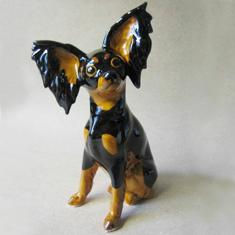 Фаянсовая скульптура Той-терьер черно-подпалый Sr-VH-86
