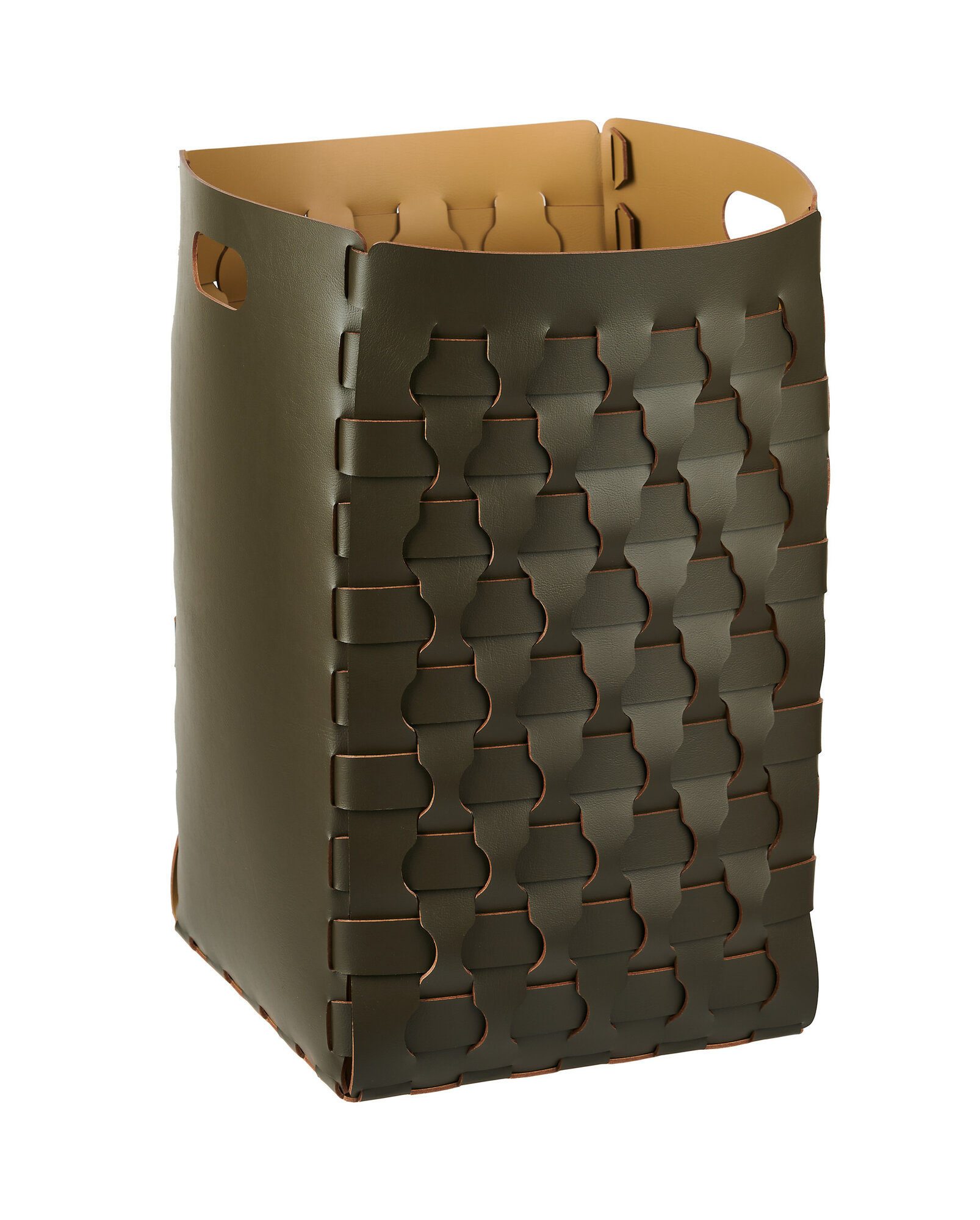 Корзина Dubai 35x35x57 из натуральной кожи, цвет: олива