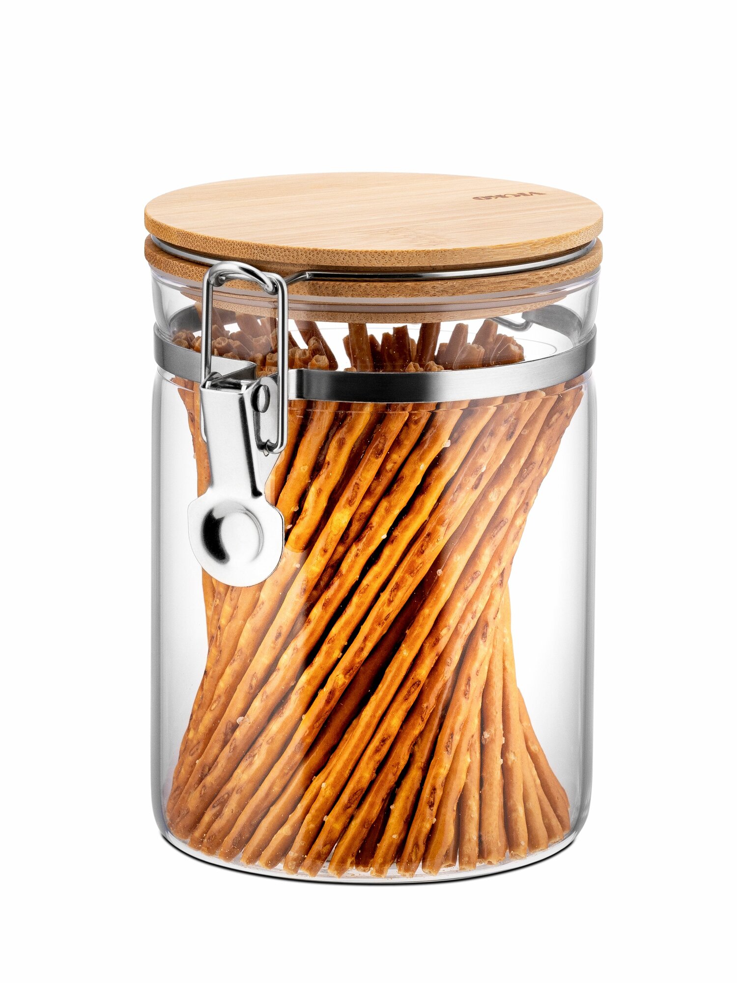 Банка для сыпучих из стекла с бамбуковой крышкой 700 мл TEA & COFFEE