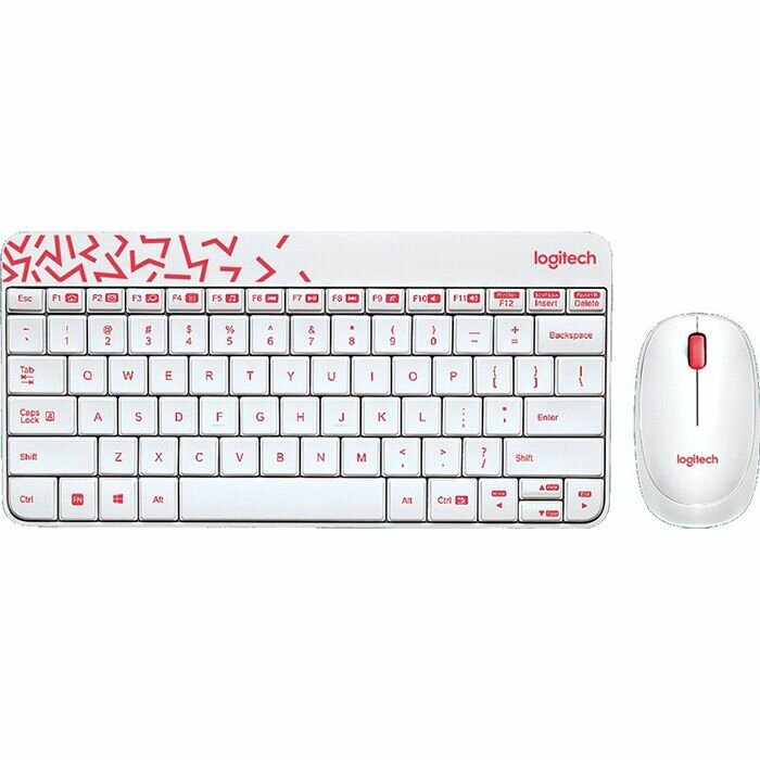 Комплект клавиатура+мышь Logitech MK240 белый/красный (920-008212)