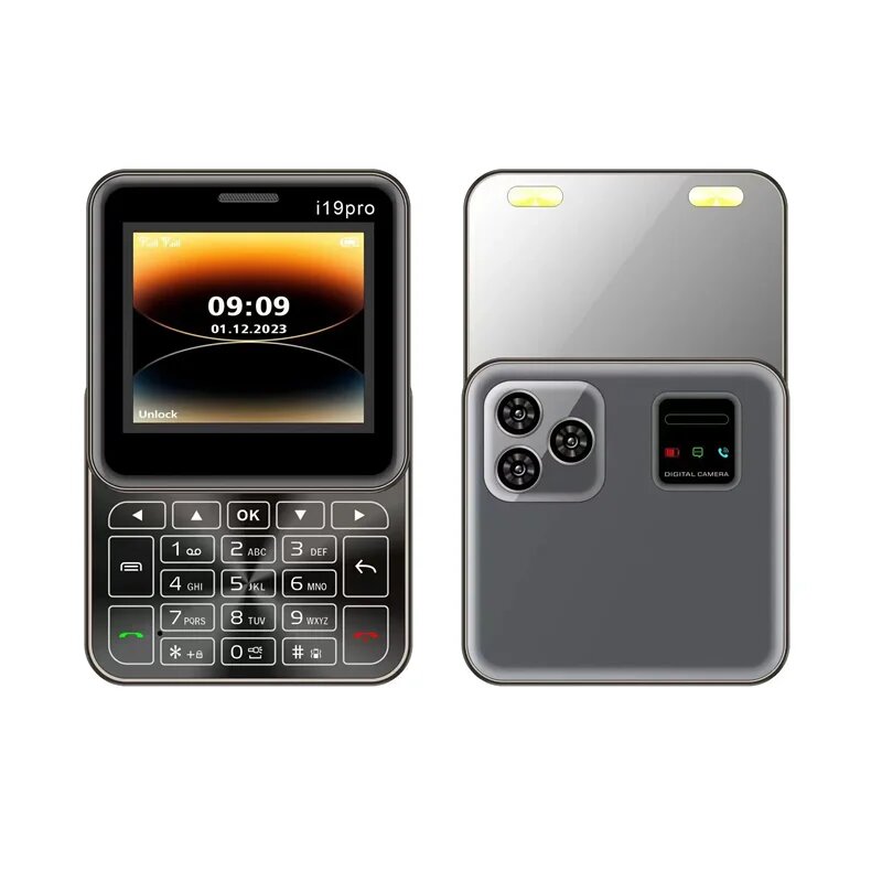 I19 Pro Квадратная кнопка сдвига Мини-мобильный телефон 2,4 дюйма Dual SIM 2G GSM Камера FM Bluetooth MP3 Разблокированная кнопка Функция сотового телефона black