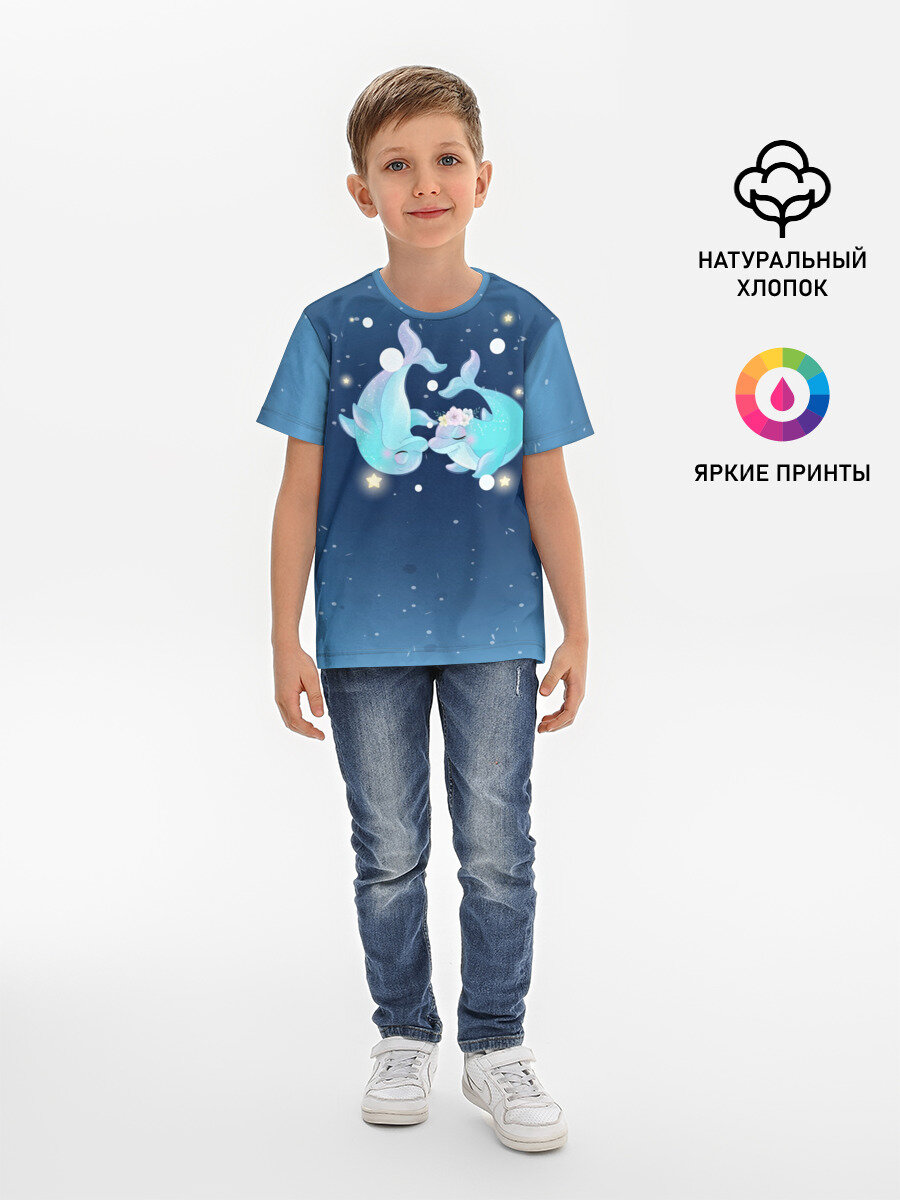 Футболка хлопковая детская Два дельфина